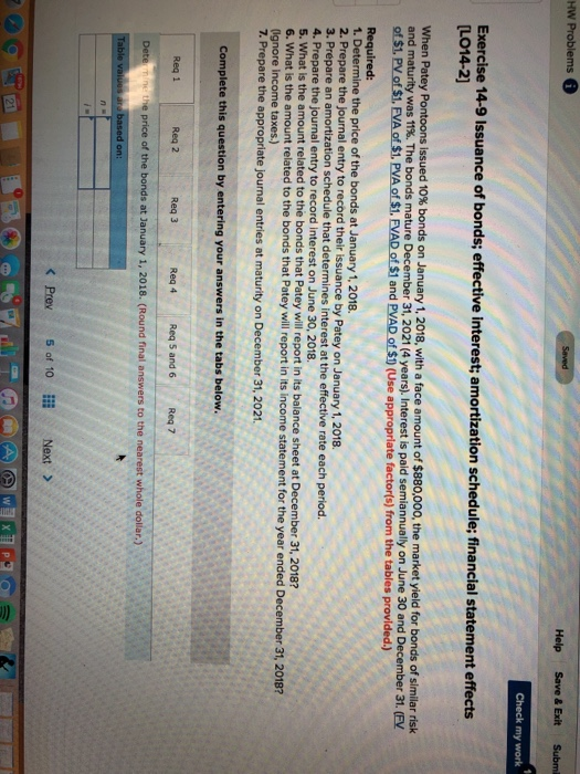 Solved HW Help Save& Exit Submi Check my work 14-9 Issuance | Chegg.com