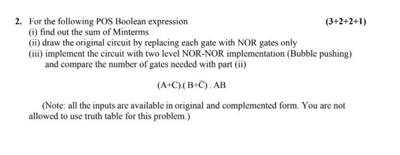 Solved 2. For the following POS Boolean expression (3+2+2+1) | Chegg.com