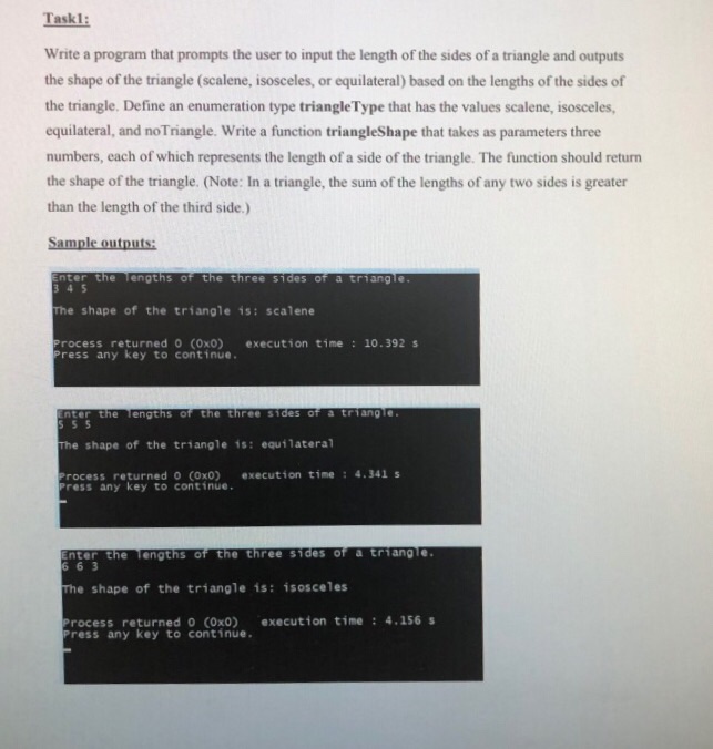 Solved Taskl Write a program that prompts the user to input | Chegg.com