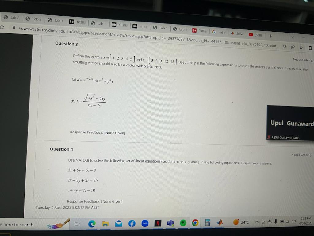 Solved Define the vectors x=[12345] and y=[3691215]. Use x | Chegg.com