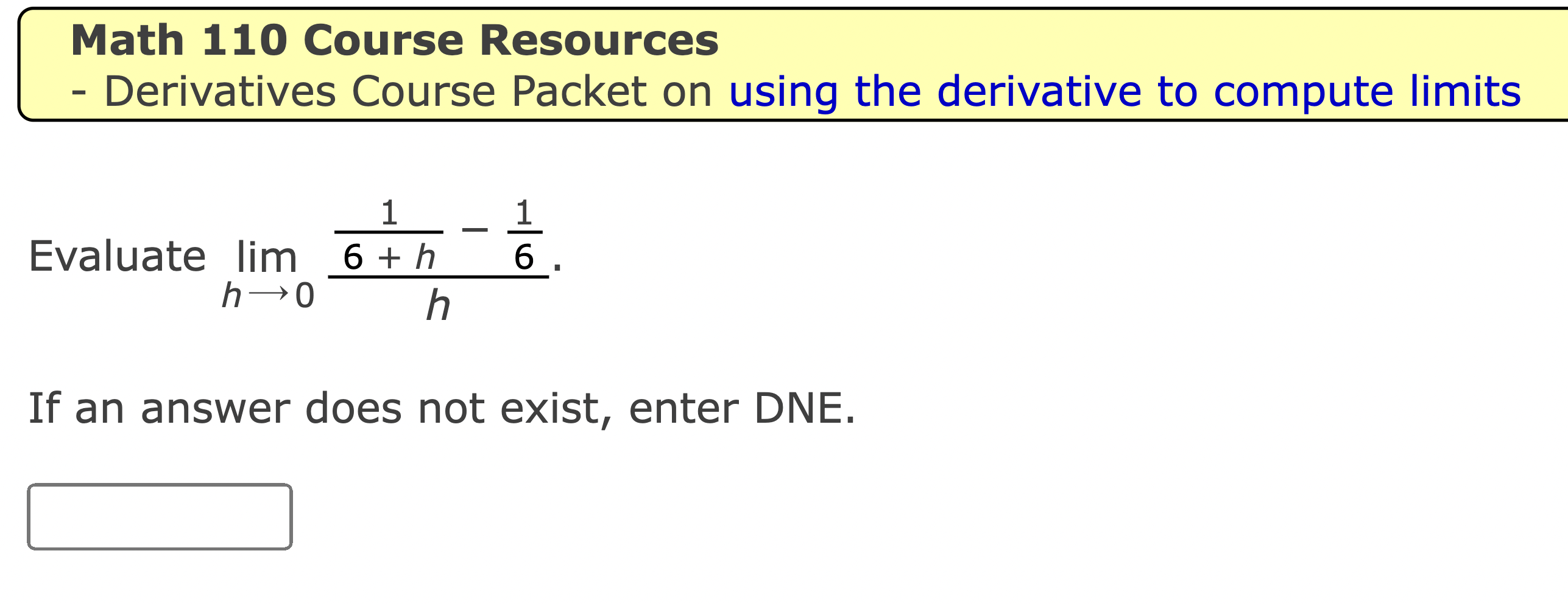 Solved Math 110 Course Resources Derivatives Course Packet | Chegg.com