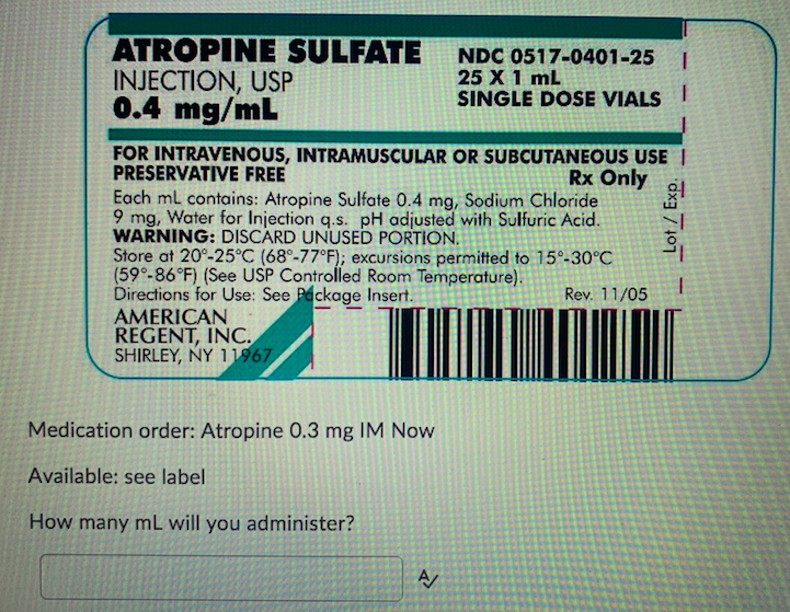 Solved ATROPINE SULFATE NDC 0517-0401-25 INJECTION, USP 25 X | Chegg.com