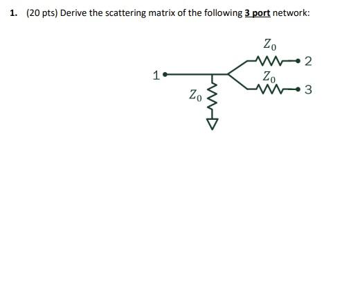 Solved 1. ( 20 pts) Derive the scattering matrix of the | Chegg.com