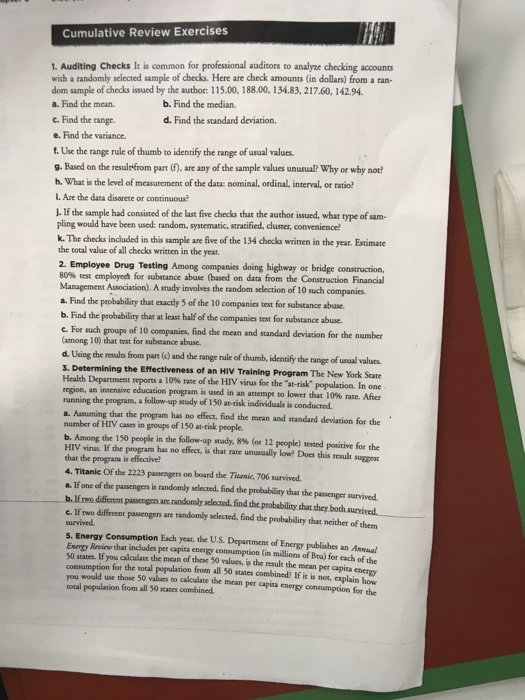Solved Cumulative Review Exercises 1. Auditing Checks It is | Chegg.com