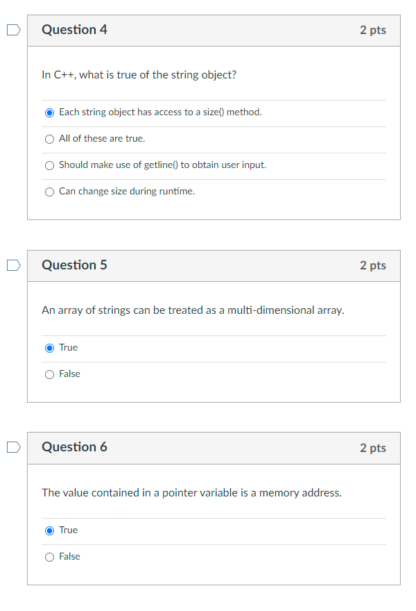 Solved Question 4In C++, ﻿what is true of the string | Chegg.com
