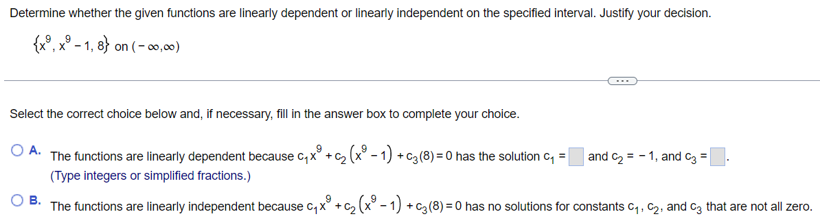 Solved Determine Whether The Given Functions Are Linearly 4887