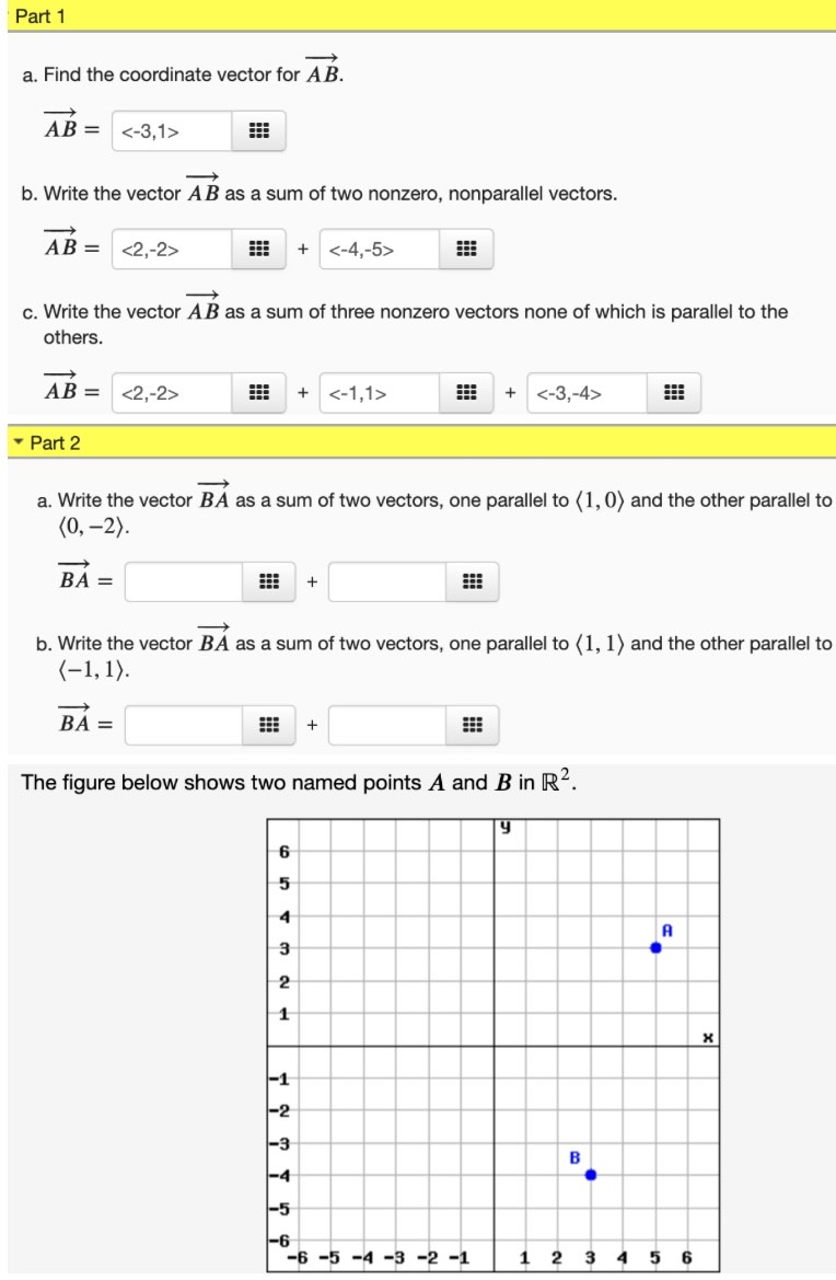 Solved Part 1a. ﻿Find the coordinate vector for | Chegg.com