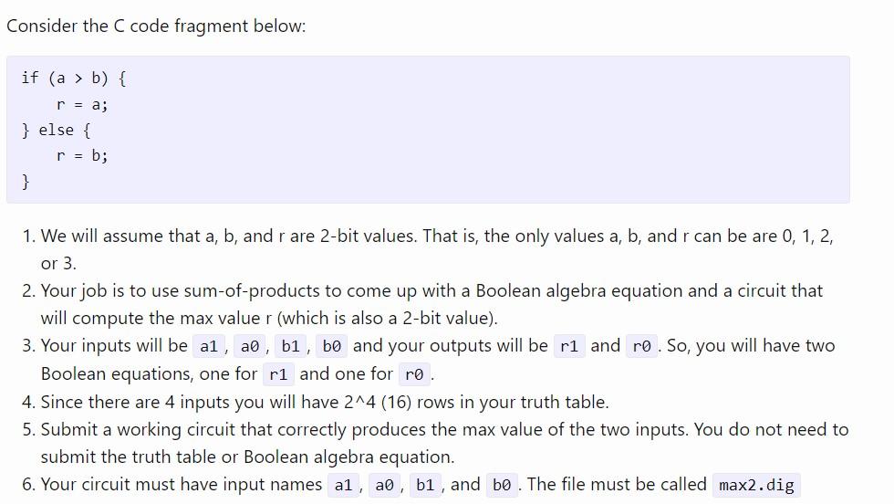 Consider The C Code Fragment Below If A B { R A }