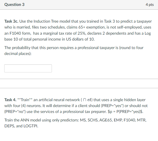 Solved Data - Use the file Tax Prep.csv ↓ provided - the | Chegg.com