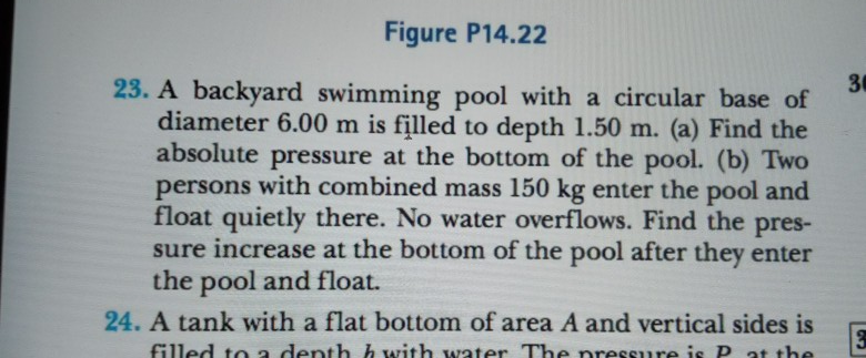 Solved Figure P14.22 23. A backyard swimming pool with a | Chegg.com
