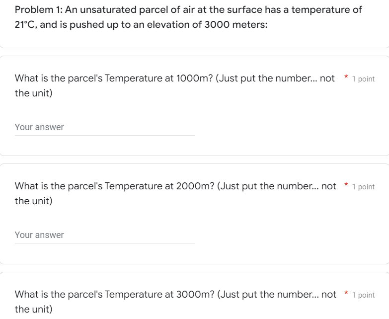 Solved Problem 1: An unsaturated parcel of air at the | Chegg.com