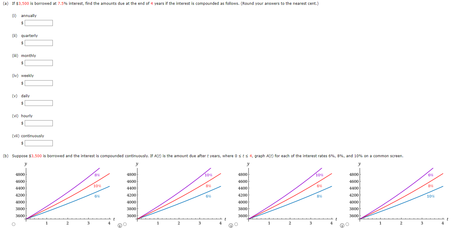 Solved (a) If $3,500 is borrowed at 7.5% interest, find the | Chegg.com