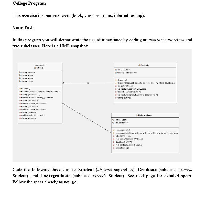 Solved College Program This exercise is open-resources | Chegg.com