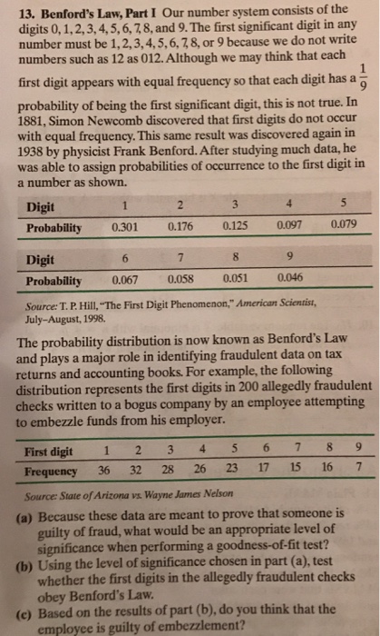 Solved 13. Benford's Law, Part I Our number system consists | Chegg.com