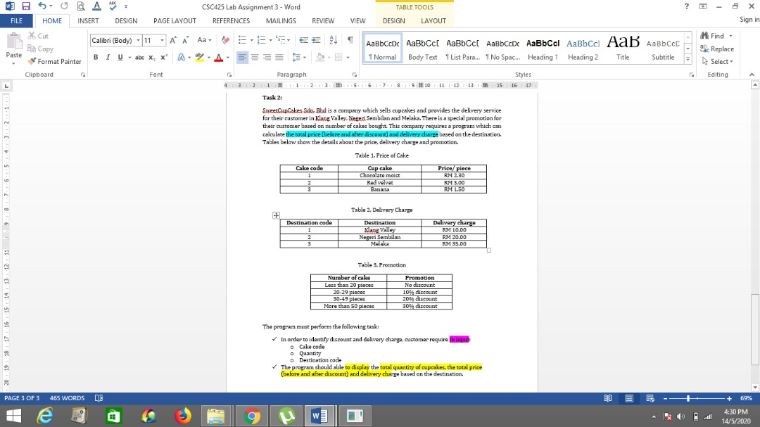 Solved TABLE TOOLS ? W50QANCE FILE HOME INSERT DESIGN CSC425 | Chegg.com