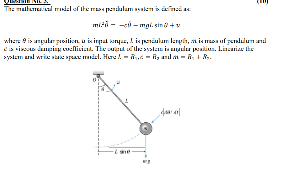 Solved NO. 3. (10) The mathematical model of the mass | Chegg.com