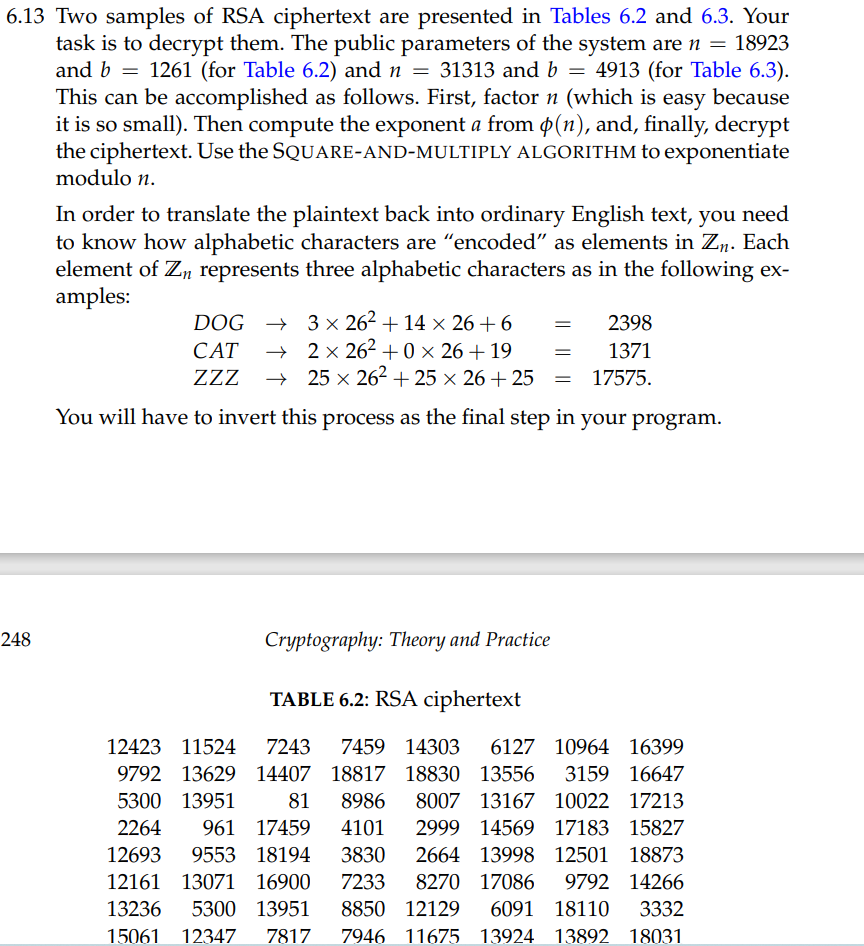 Solved 13 Two samples of RSA ciphertext are presented in | Chegg.com