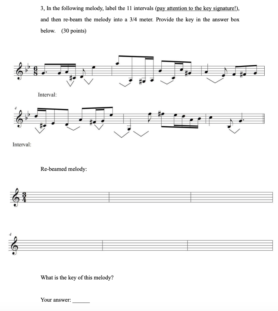 Solved 3, In the following melody, label the 11 intervals | Chegg.com
