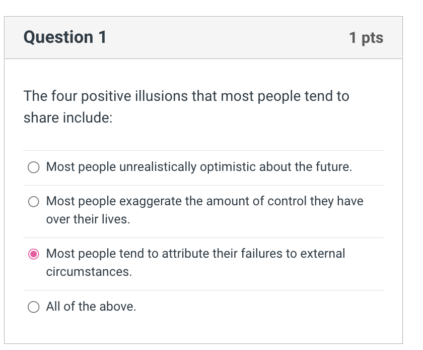 Solved The four positive illusions that most people tend to | Chegg.com