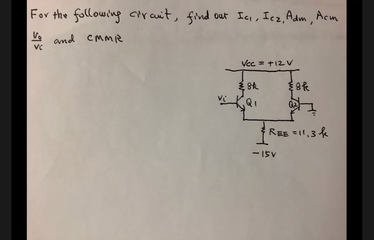 Solved For the following circuit, find out IC1, IC2, | Chegg.com
