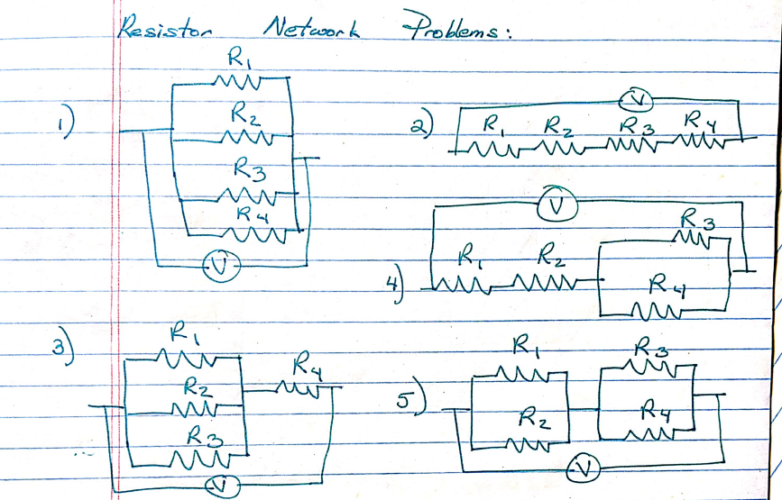 Solved Resiston Network Problems: 2) R1R2R3R4For all 5 | Chegg.com