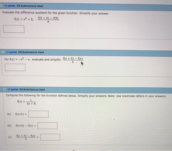 Solved 11 points 0/6 Submissions Used Evaluate the | Chegg.com