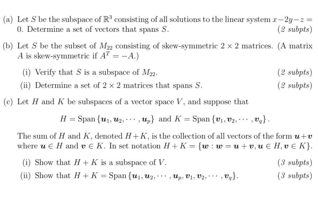 Solved (a) Let S be the subspace of R3 consisting of all | Chegg.com