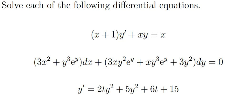 Solved Solve each of the following differential equations. | Chegg.com
