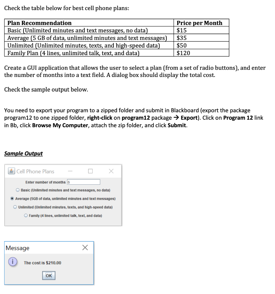 Solved Check the table below for best cell phone plans: Plan | Chegg.com