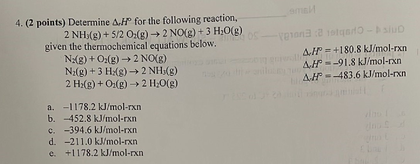 Solved 4. (2 points) Determine ΔrH∘ for the following | Chegg.com