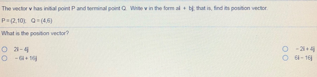 Solved The vector v has initial point P and terminal point | Chegg.com