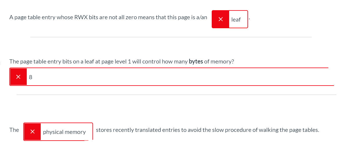 Solved A page table entry whose RWX bits are not all zero | Chegg.com