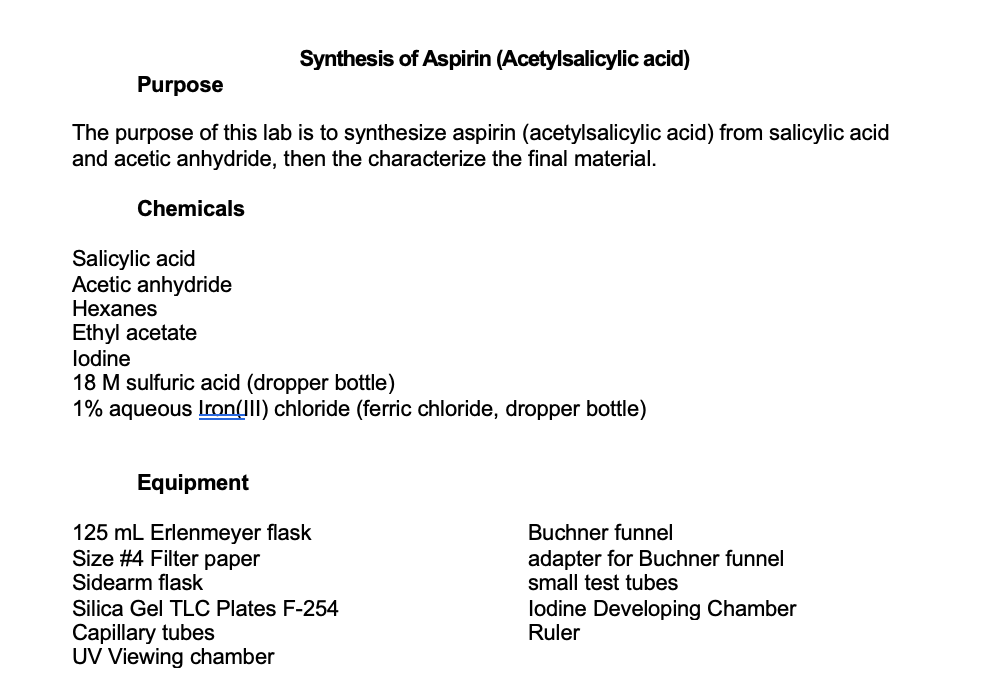 Synthesis of Aspirin 1. Use structural formulae to | Chegg.com