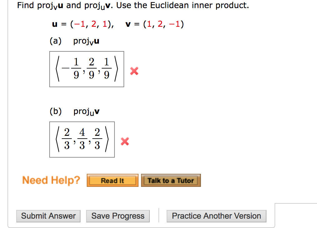 Solved Find projvu and projuv. Use the Euclidean inner | Chegg.com