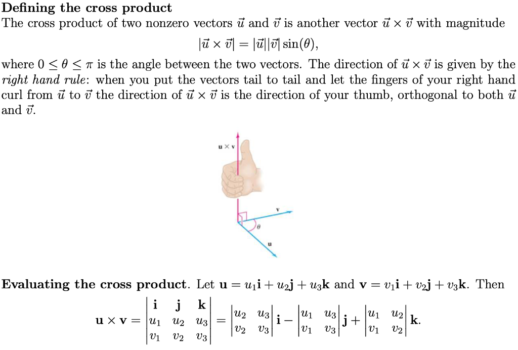 Solved Defining the cross product The cross product of two | Chegg.com
