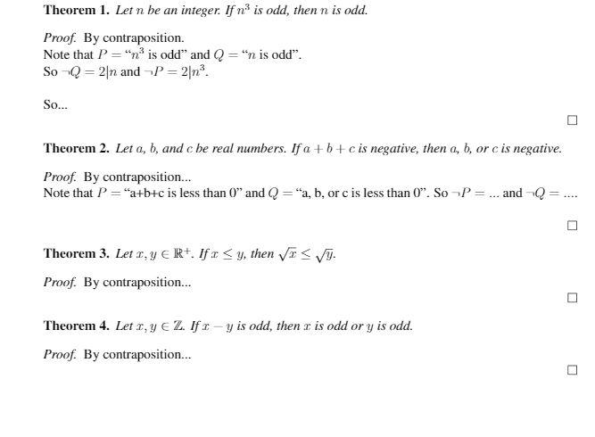Solved Theorem 1. Let n be an integer. If n is odd, then n | Chegg.com