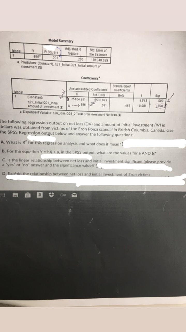 Solved Model Summary Adjusted Std. Error of Model R R Square | Chegg.com