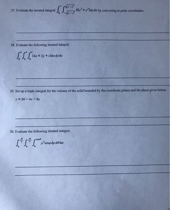 Solved 8u+y)dydr by converting to polar coordinates. 27. | Chegg.com