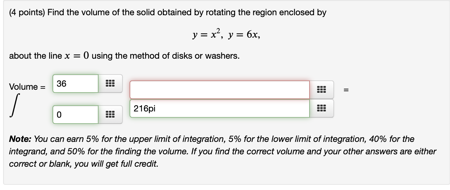 Solved (4 points) Find the volume of the solid obtained by | Chegg.com Solved (4 points) Find the volume of the solid obtained by | Chegg.com