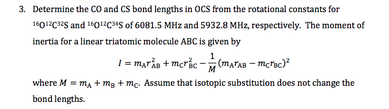 3. Determine the CO and CS bond lengths in oCS from | Chegg.com