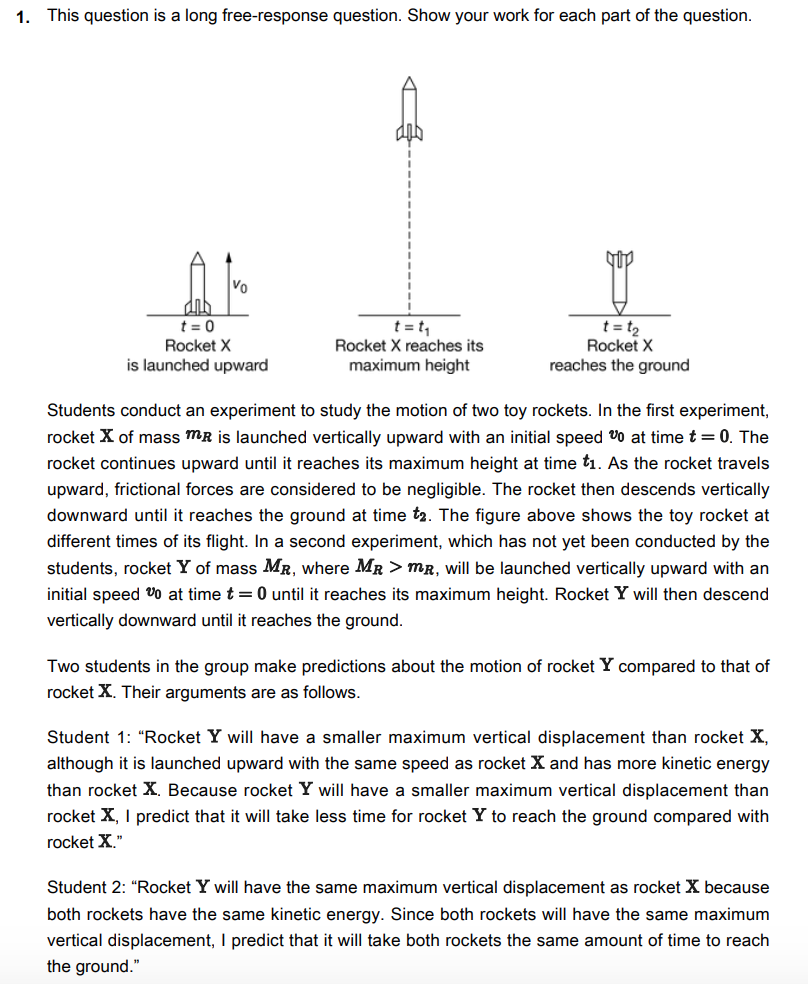 Solved 1. This question is a long free-response question. | Chegg.com
