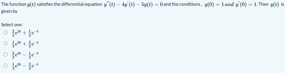 Solved The function y(t) satisfies the differential equation | Chegg.com
