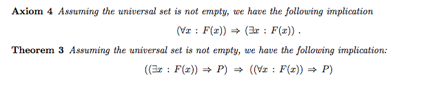 Solved Axiom 4 Assuming the universal set is not empty, we | Chegg.com