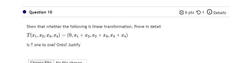 Solved Question 10 6 pts 1 Details Show that whether the | Chegg.com