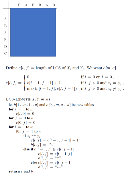 Solved Use The Lcs Algorithm To Find The Lcs Of