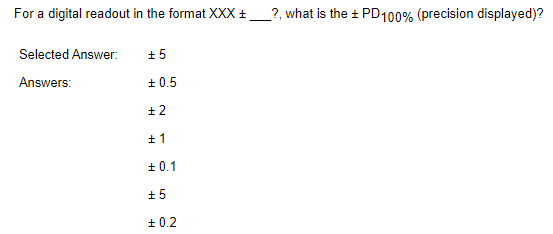 Solved For a digital readout in the format XXX + _?, what is | Chegg.com