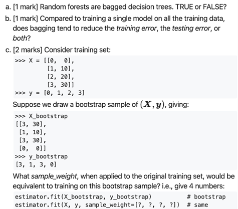 Solved b. [1 mark] Compared to training a single model on | Chegg.com