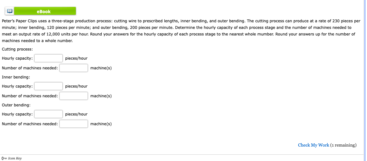 Solved machines needed to a whole number. Cutting process: | Chegg.com