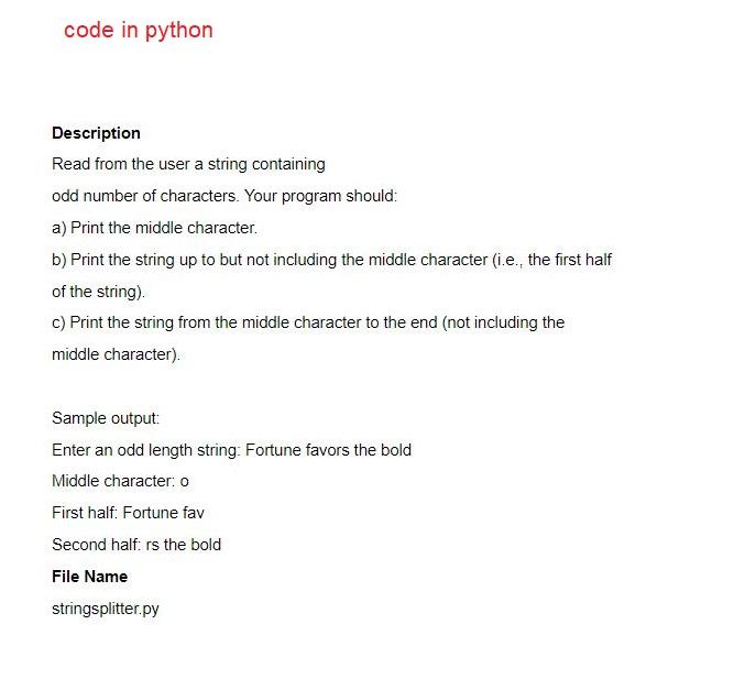Solved code in python Description Read from the user a | Chegg.com