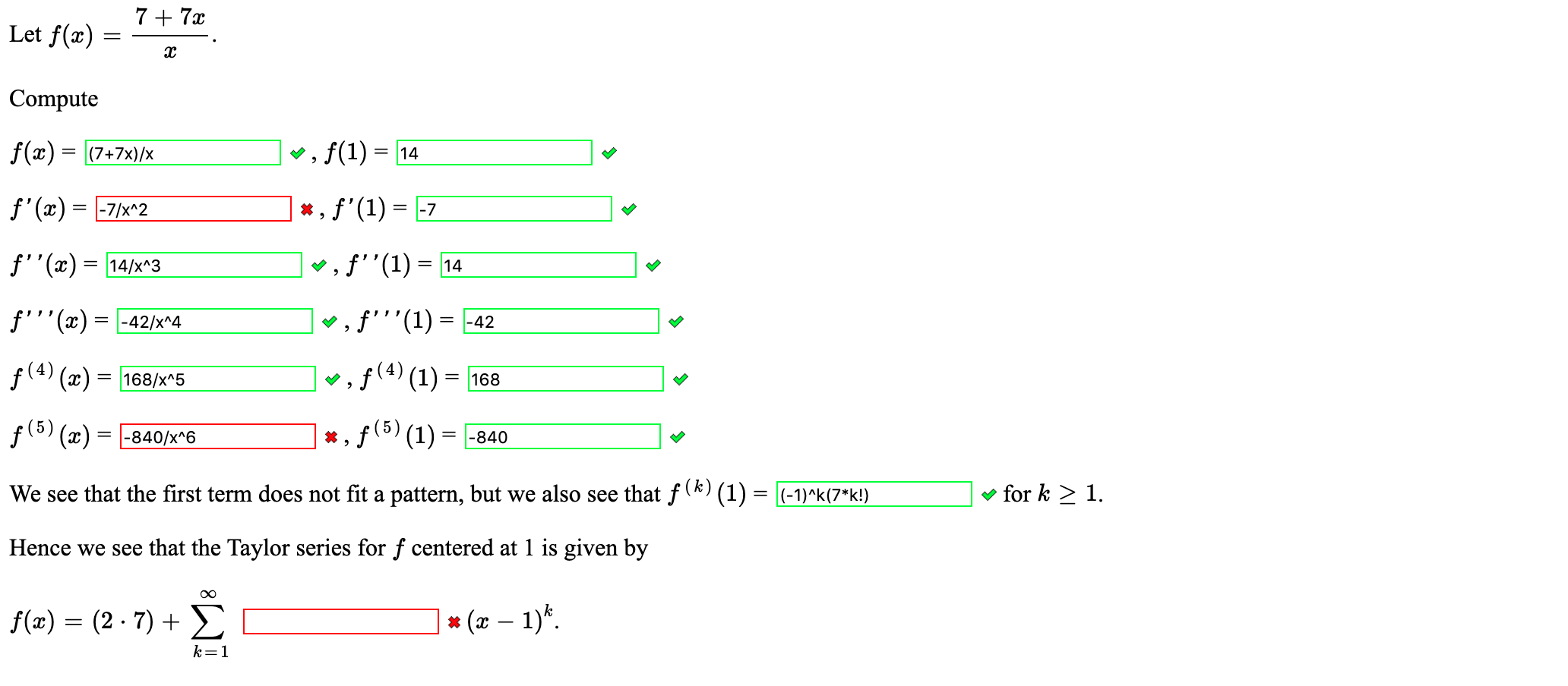 Solved Let F x 7 72 Compute F x 7 7x x F 1 14 Chegg